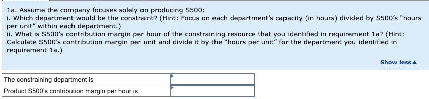 Solved Rollins Company manufactures two products −S500 and | Chegg.com