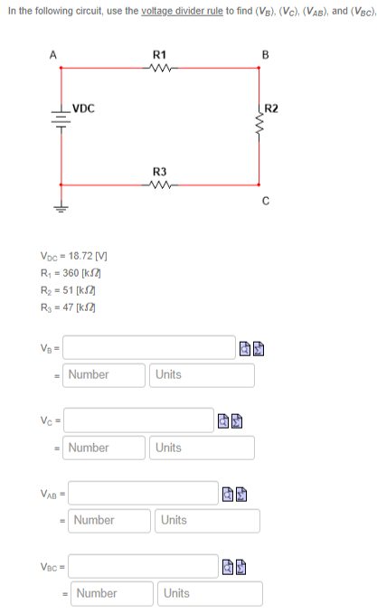 Solved In the following circuit, use the voltage divider | Chegg.com