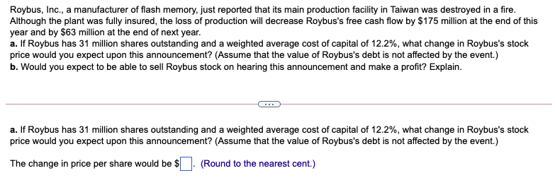 Solved Roybus, Inc., a manufacturer of flash memory, just | Chegg.com