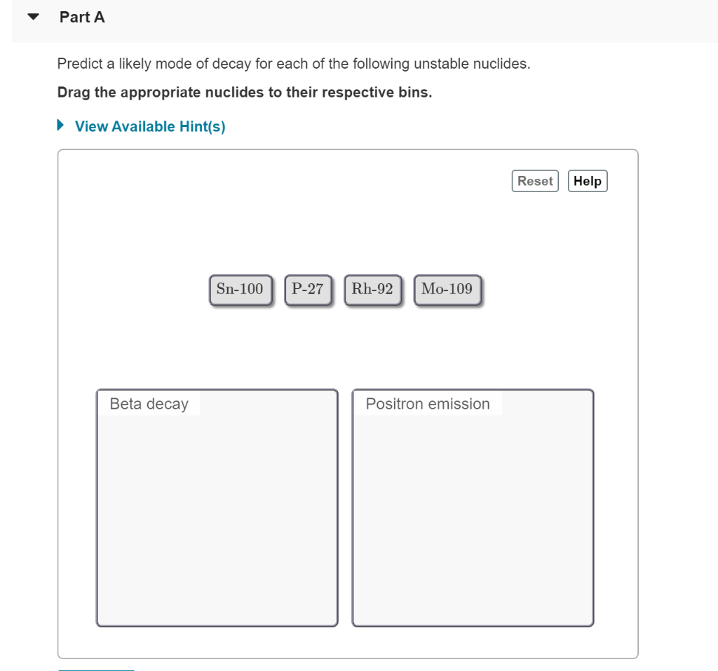 Solved Part A Predict a likely mode of decay for each of the | Chegg.com