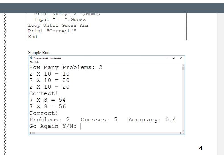 Solved Objective: To create a Just BASIC console application | Chegg.com