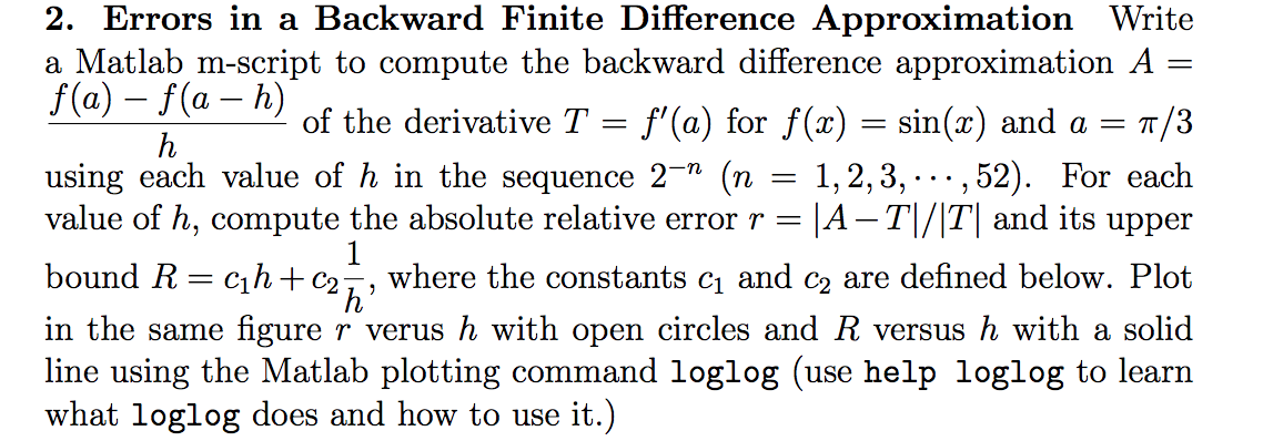 2. Errors in a Backward Finite Difference | Chegg.com