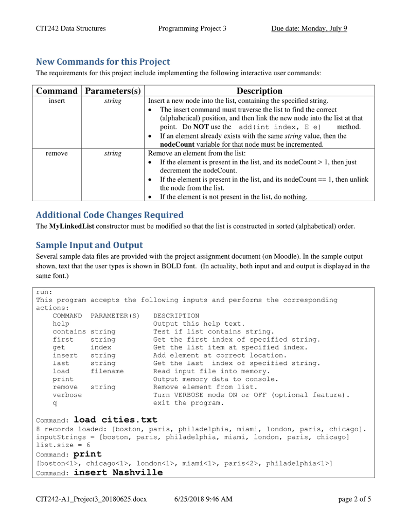 Solved Ordered Linked List Project With Insertremove 
