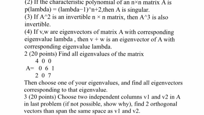 Solved If the characteristic polynomial of an n times n | Chegg.com