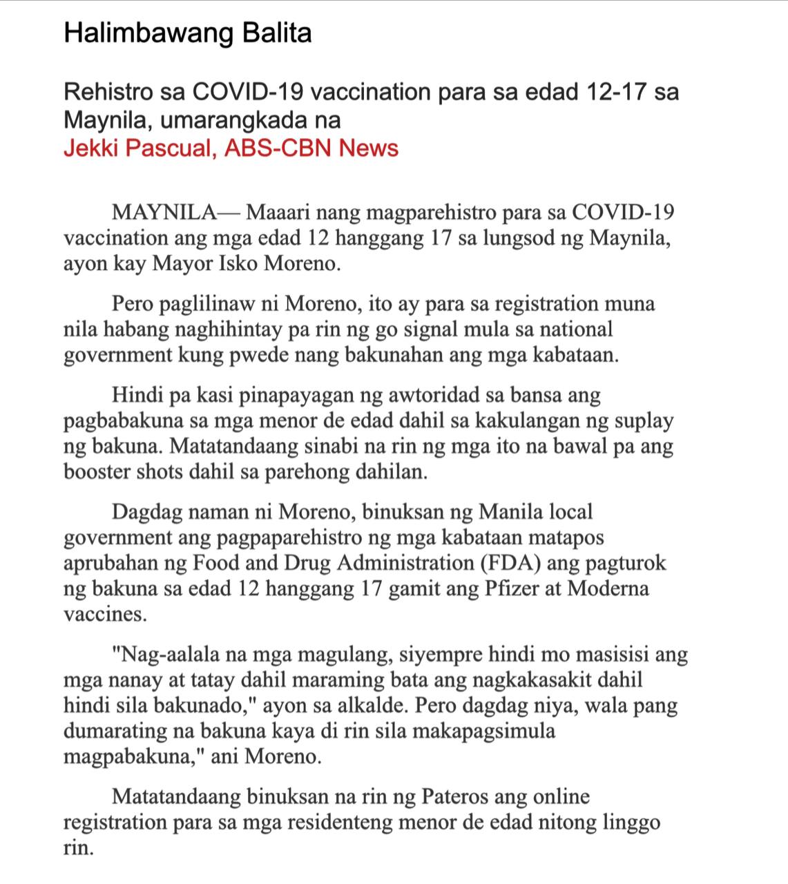 Manood ng Balita at mangalap ng impormason na gustong | Chegg.com