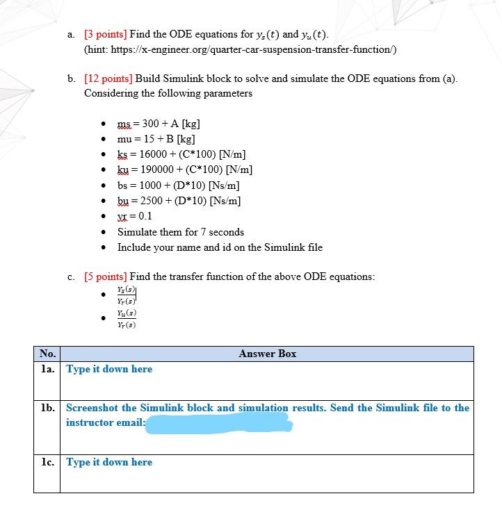Note that ABCDE in this section represent your | Chegg.com