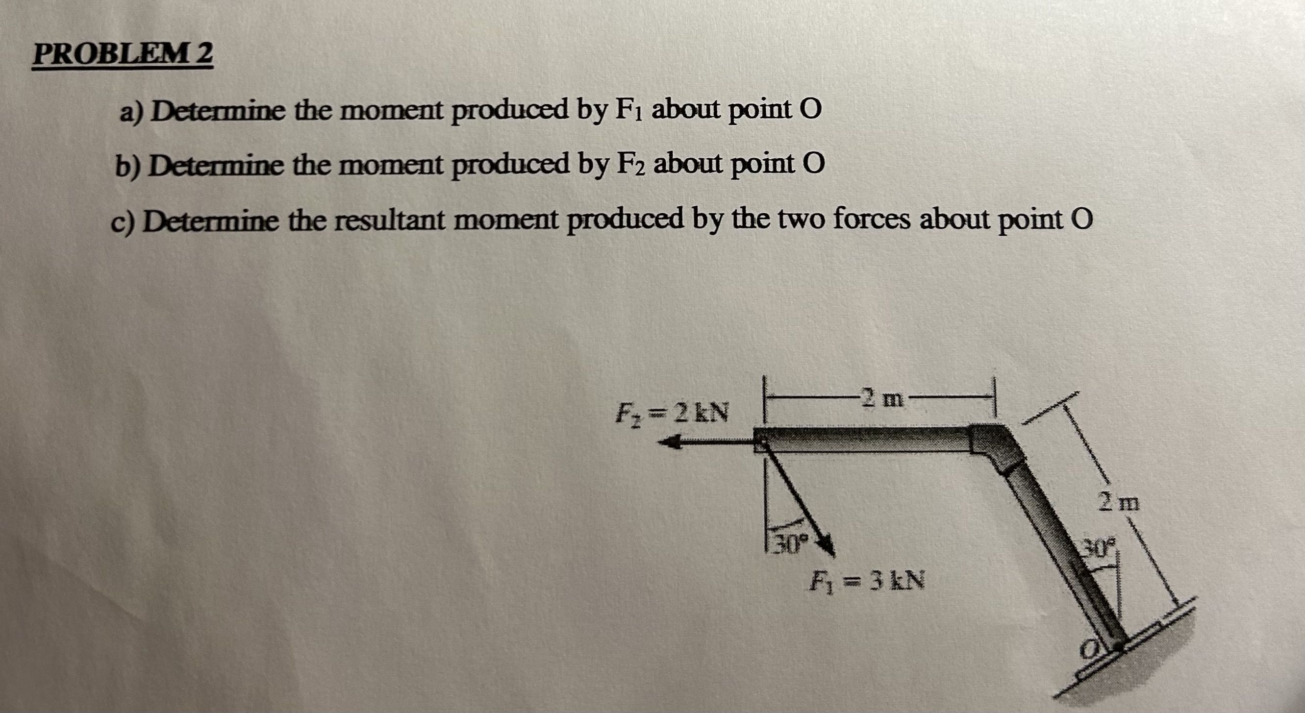 Solved a) Determine the moment produced by F1 about point O | Chegg.com