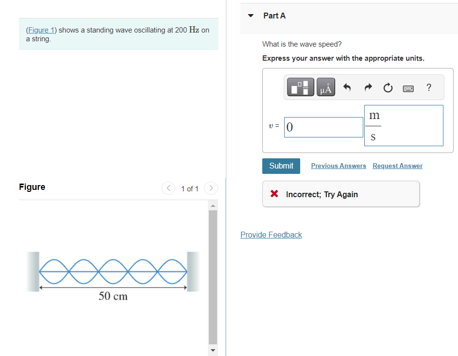 Solved Shows A Standing Wave Oscillating At 200 Hz On A