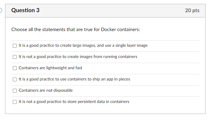 Solved Choose all the statements that are true for Docker | Chegg.com