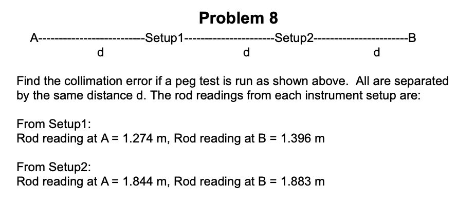 Solved Problem 8 ASetup1- Setup2 Find the collimation error | Chegg.com