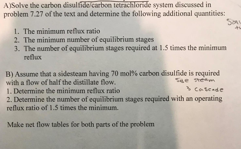 Solved 7.27. Minimum reflux, boilup, and number of trays for | Chegg.com