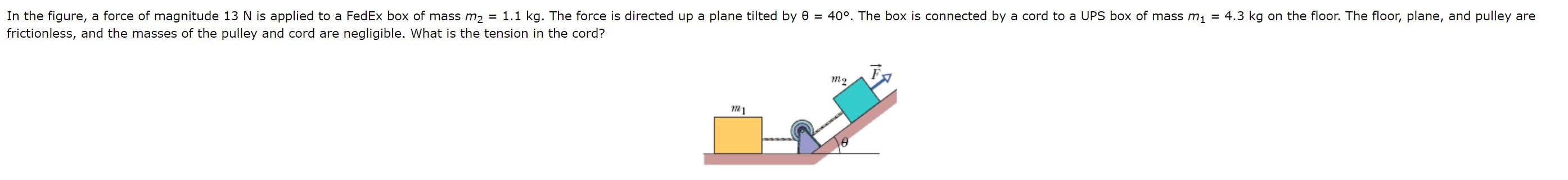 Solved In the figure, a force of magnitude 13 N is applied | Chegg.com