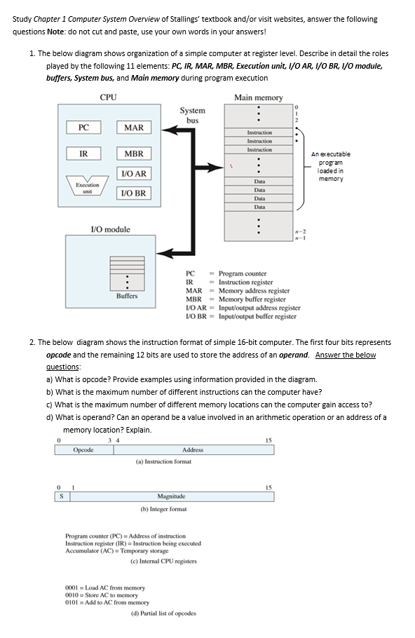 Study Chapter 1 Computer System Overview of | Chegg.com