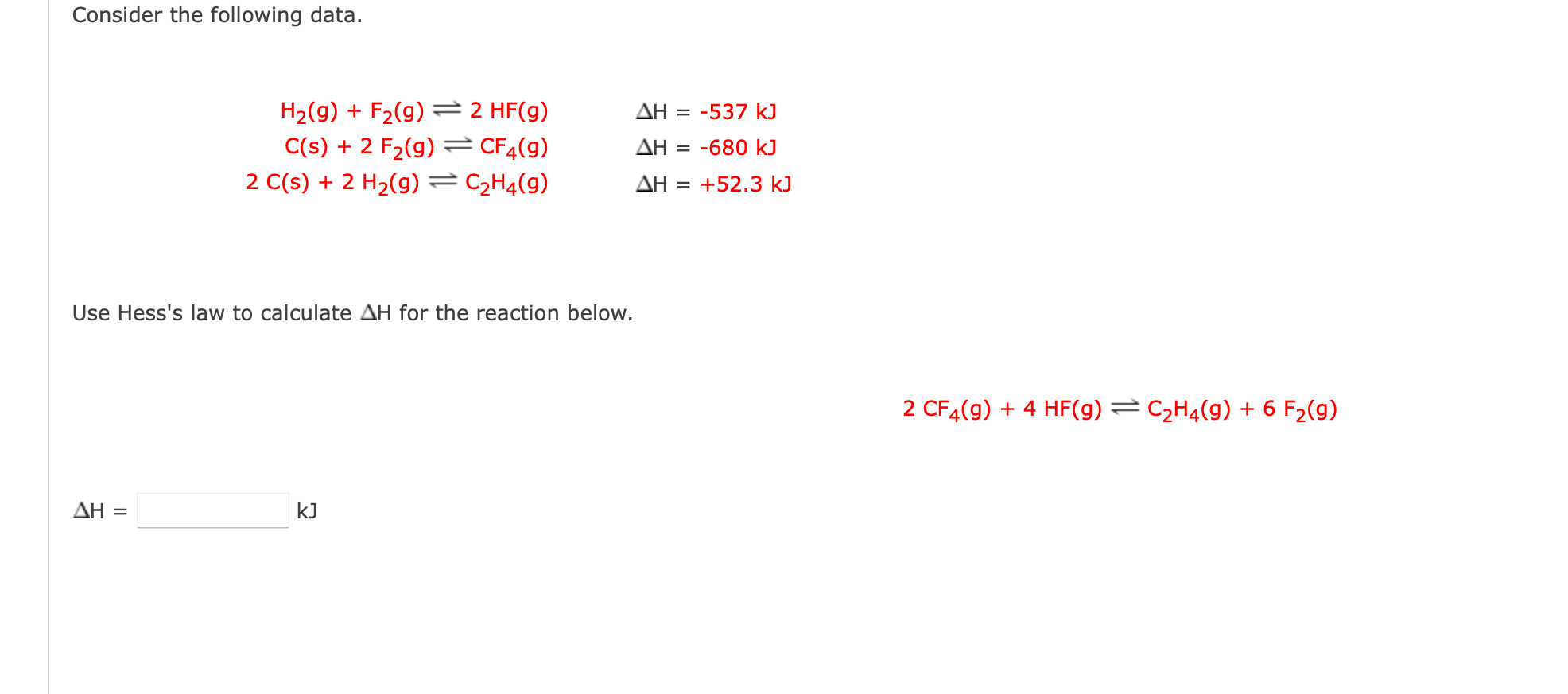 Solved Consider the following data. H2( g)+F2( | Chegg.com