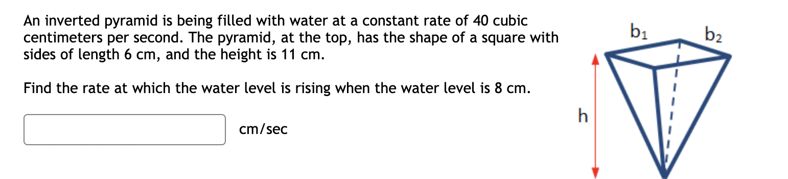 Solved An inverted pyramid is being filled with water at a | Chegg.com