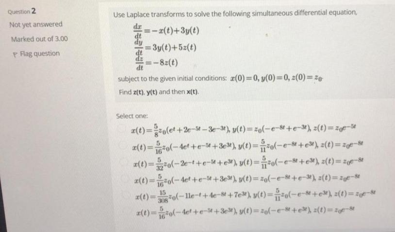 Solved Question 2 Not yet answered Marked out of 3.00 p Flag | Chegg.com