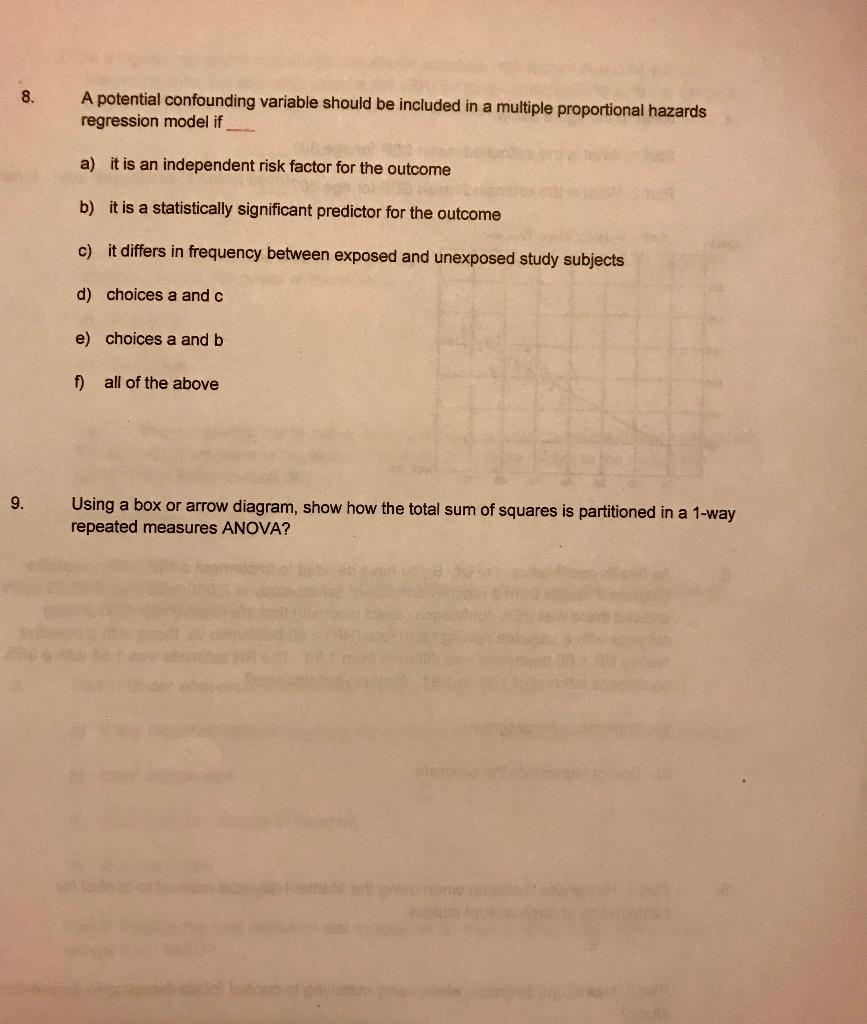 Solved 8. A potential confounding variable should be | Chegg.com