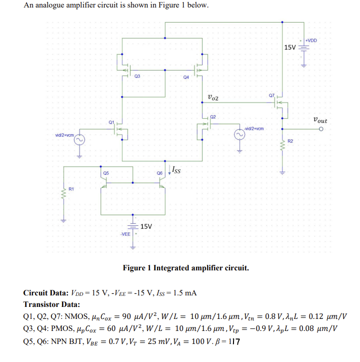 Solved An analogue amplifier circuit is shown in Figure 1 | Chegg.com