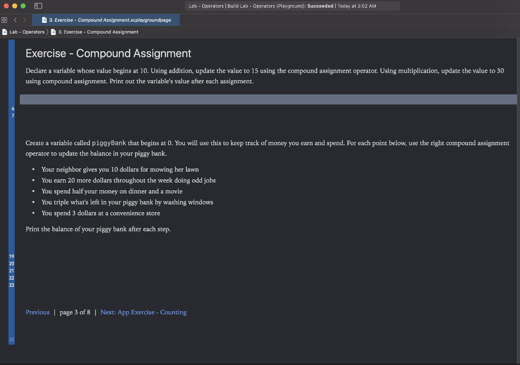 Solved Lab - Operators Build Lab - Operators (Playground): | Chegg.com