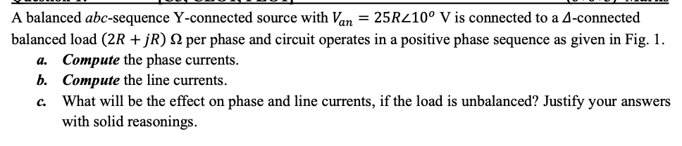 Solved A balanced abc-sequence Y-connected source with Van = | Chegg.com