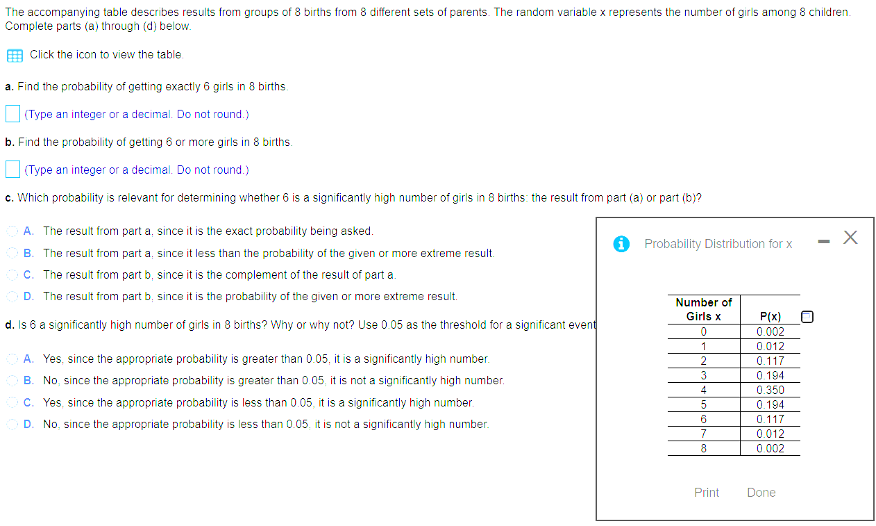 Solved The accompanying table describes results from groups | Chegg.com