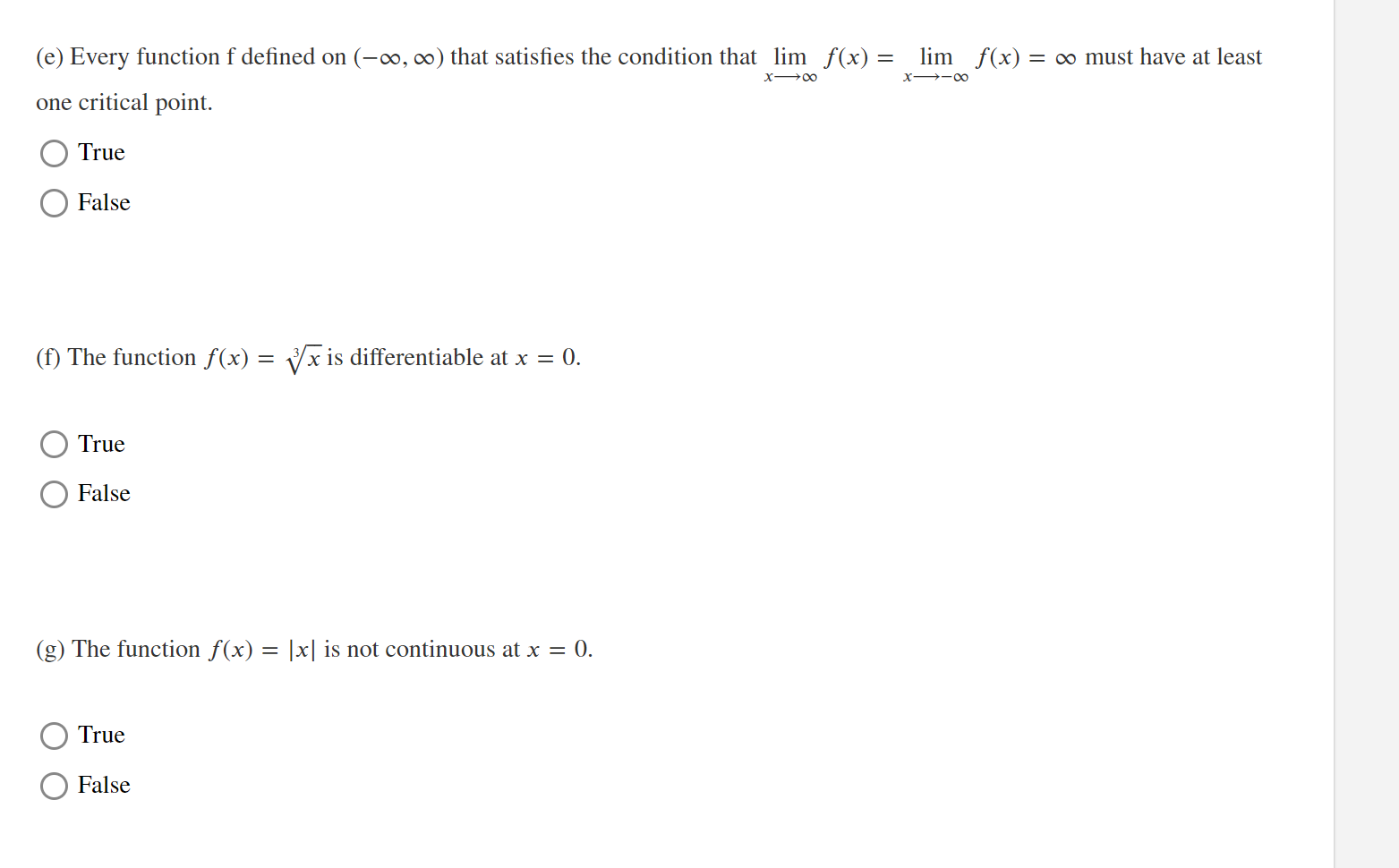 Solved (e) Every function f defined on (-∞, ∞) that | Chegg.com
