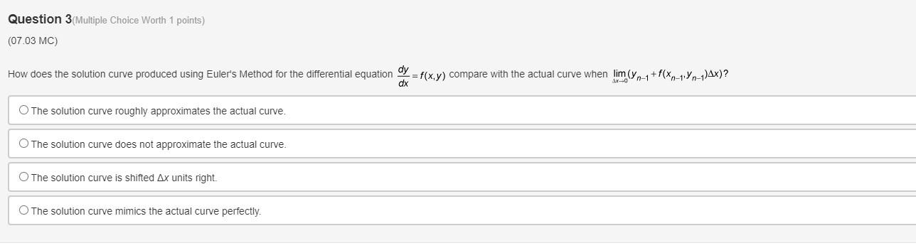 Solved Question 1 Multiple Choice Worth 1 points) (07.03 MC) | Chegg.com