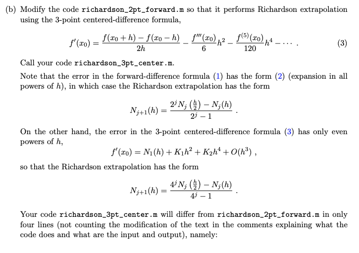 Problem 4. (MATLAB code for Richardson extrapolation] | Chegg.com