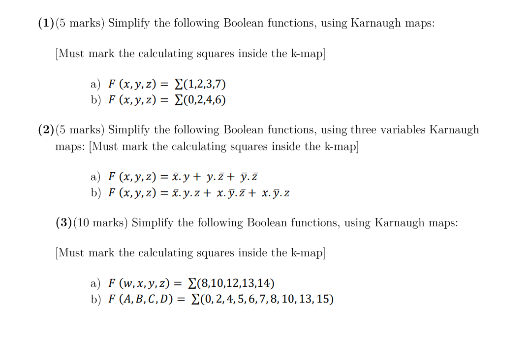 Solved (1)(5 ﻿marks) ﻿Simplify the following Boolean | Chegg.com