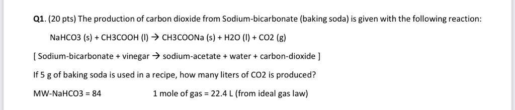Solved Q1. (20 pts) The production of carbon dioxide from | Chegg.com