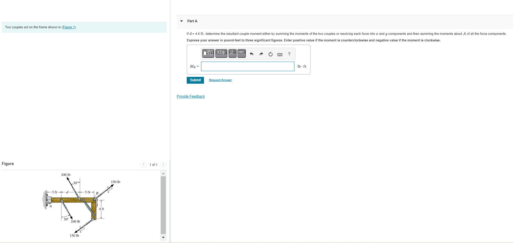Solved Two couples act on the frame shown in (Figure 1). If | Chegg.com