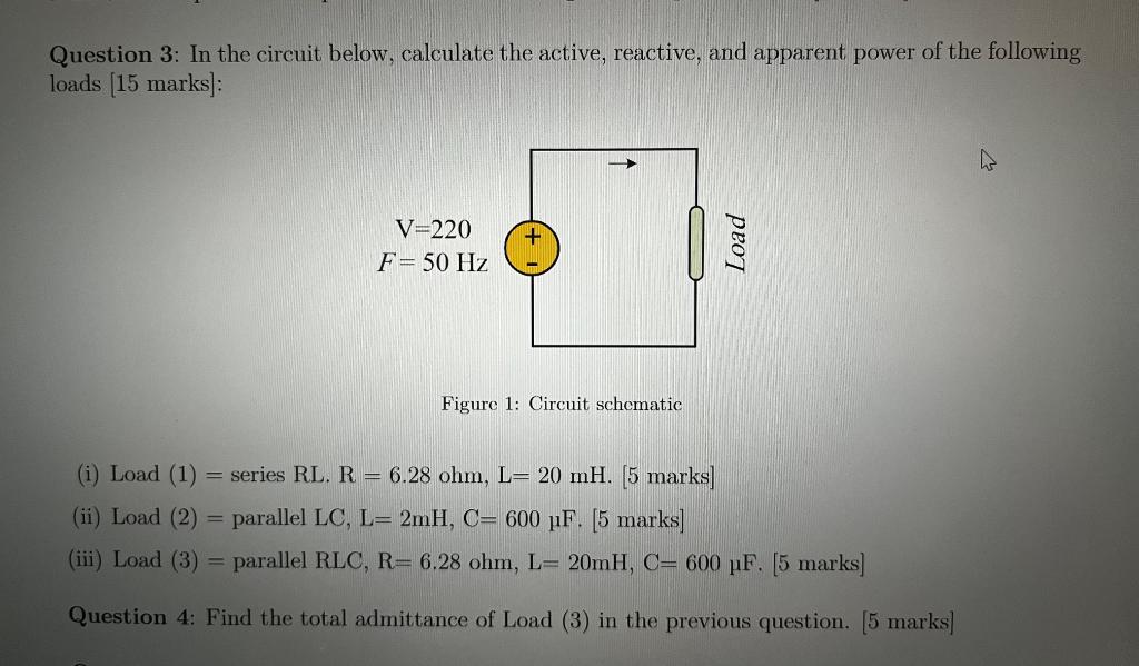 Solved Question 3: In the circuit below, calculate the | Chegg.com