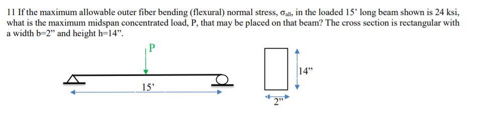 Solved 11 If the maximum allowable outer fiber bending | Chegg.com