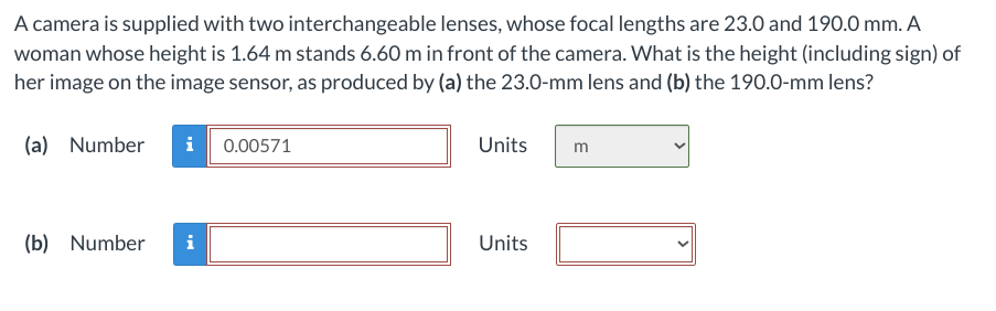 Solved A camera is supplied with two interchangeable lenses, | Chegg.com