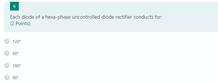 Solved 6 Each diode of a hexa-phase uncontrolled diode | Chegg.com