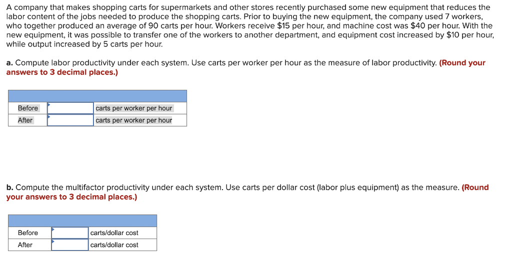 Solved c. Comment on the changes in productivity according | Chegg.com
