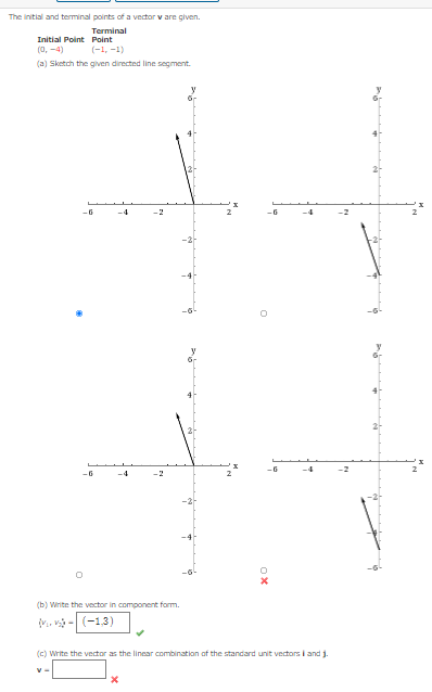 Solved The initial and terminal points of a vector v are | Chegg.com