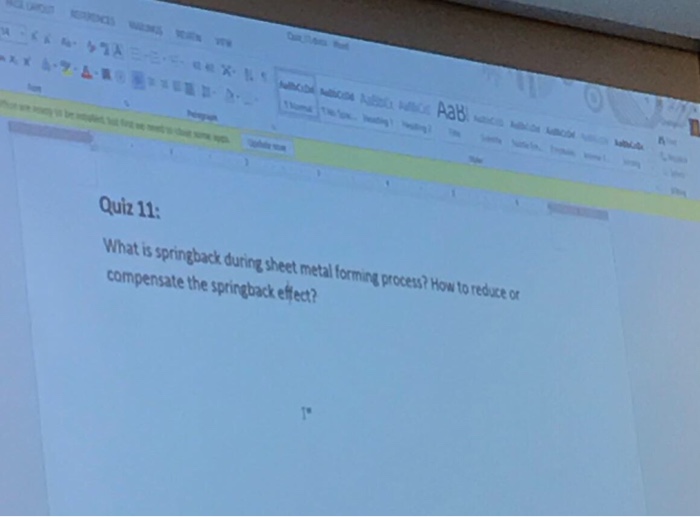 Solved What springback during sheet is metal forming | Chegg.com