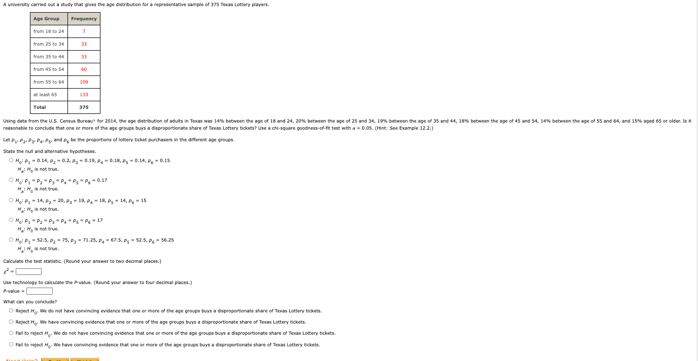 Solved H0:p1=p2=p3=p4=p5=p6=0.17 Ha:H0 is not true. | Chegg.com