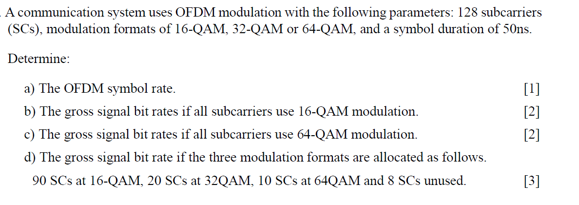 Solved A communication system uses OFDM modulation with the | Chegg.com