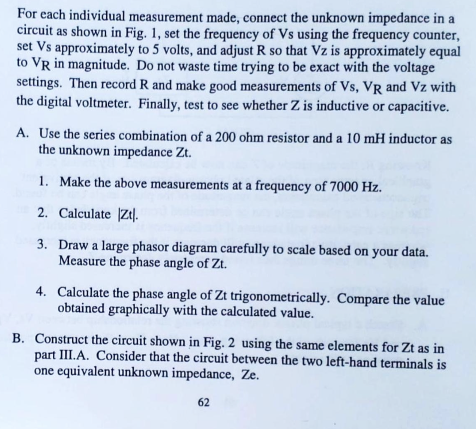 Solved + VR - R + + Vz Vs Z FIG. 1 II. PREPARATION A. | Chegg.com