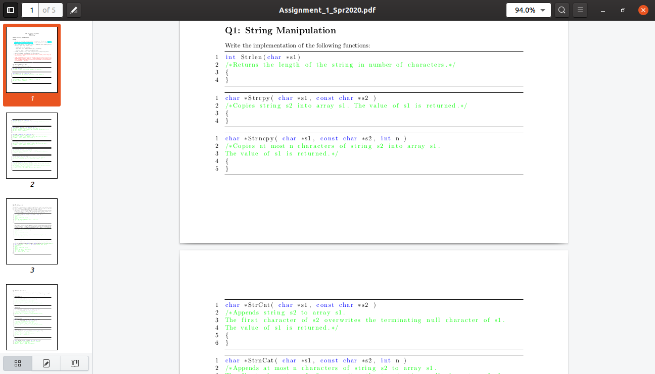 Solved 1 of 5 Assignment_1_Spr2020.pdf 94.0% - Q - 0 X Q1: | Chegg.com