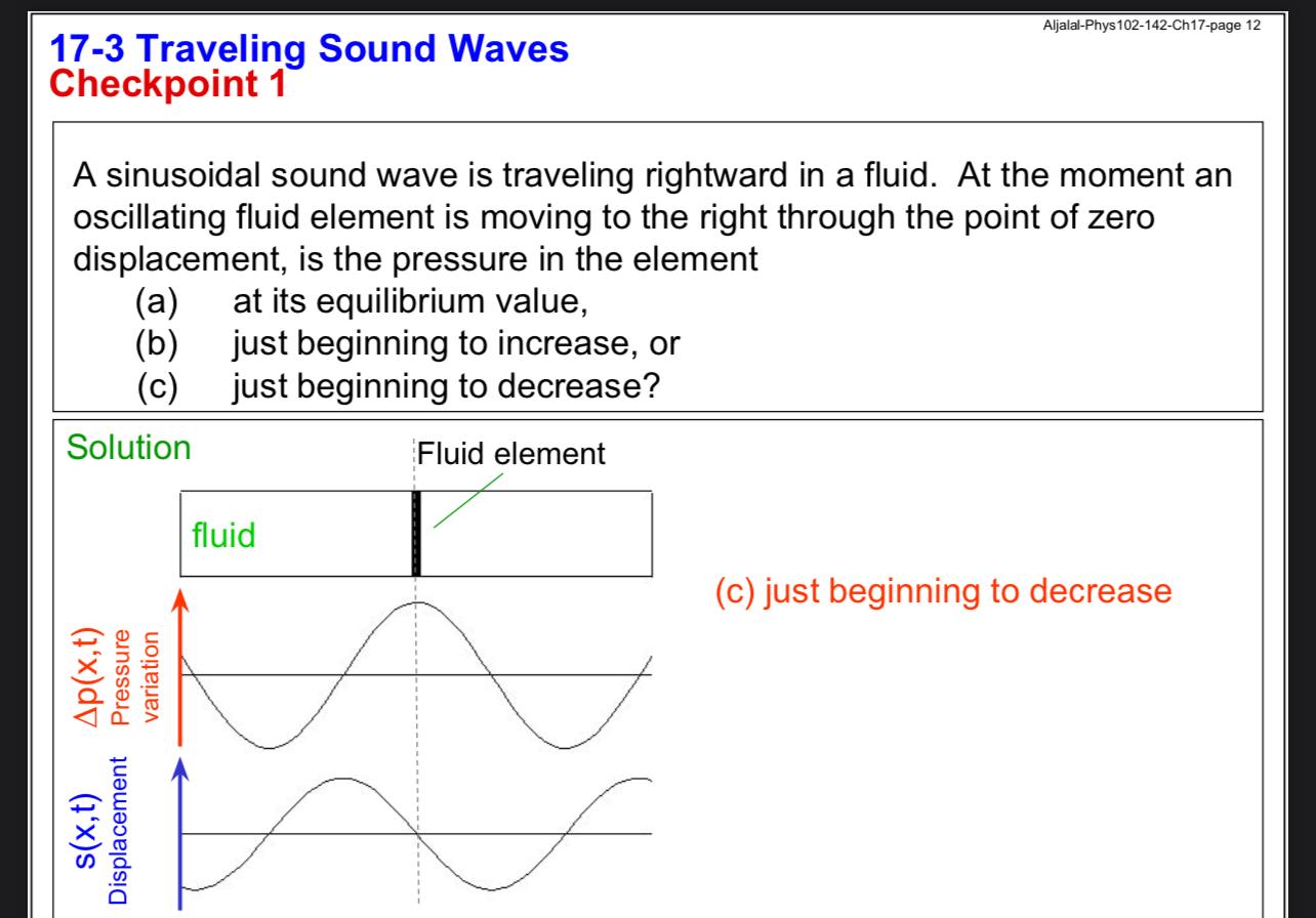 Solved 17-3 Traveling Sound Waves Checkpoint 1 A sinusoidal | Chegg.com