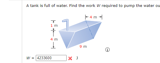 Solved 1. A tank is full of water. Find the work W required | Chegg.com