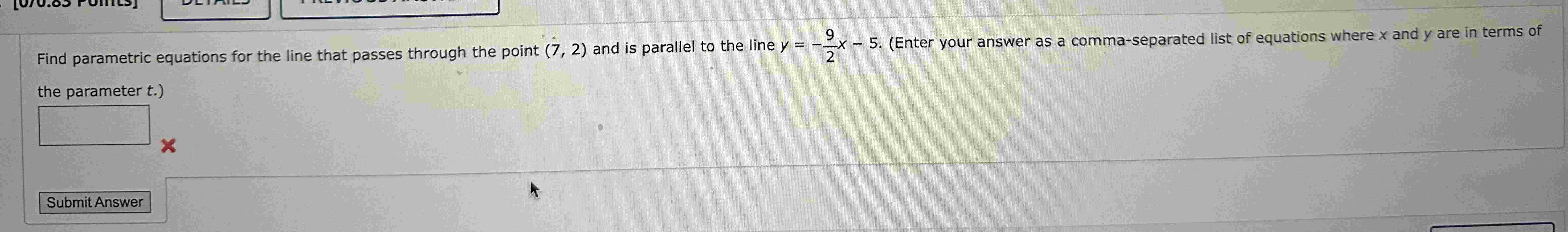 Solved Find parametric equations for the line that passes | Chegg.com