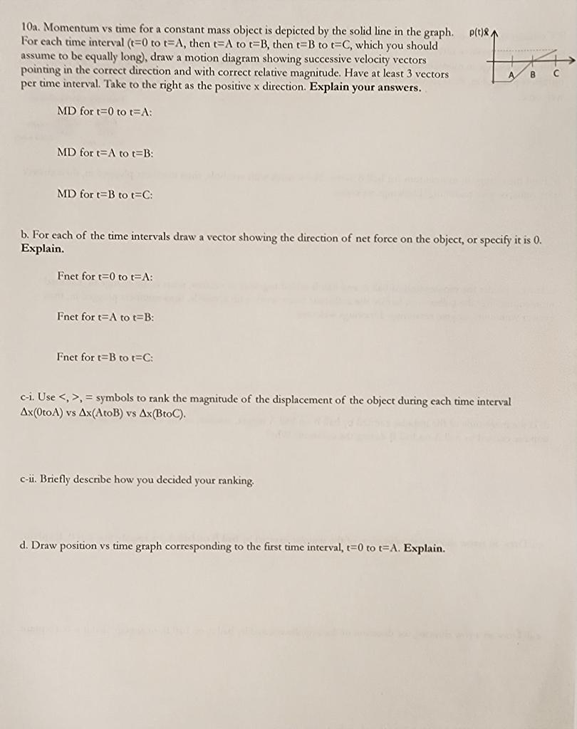 Solved 10a. Momentum vs time for a constant mass object is | Chegg.com