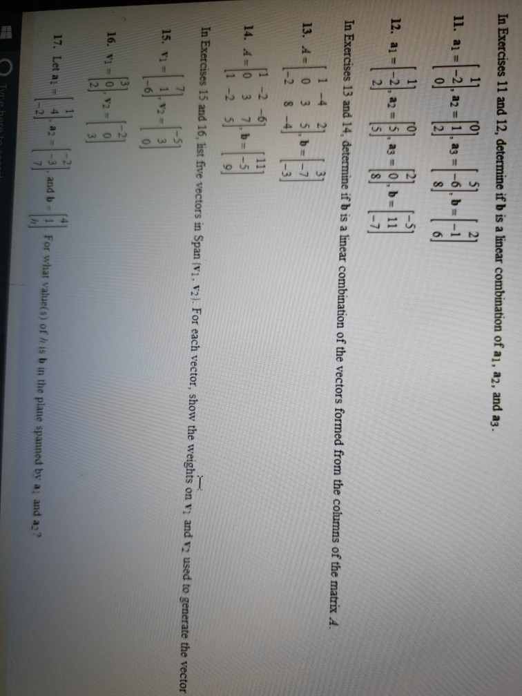 Solved In Exercises 11 and 12, determine if b is a linear | Chegg.com Solved In Exercises 11 and 12, determine if b is a linear | Chegg.com