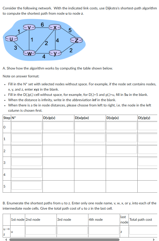 Solved consider the following network. with the indicared | Chegg.com