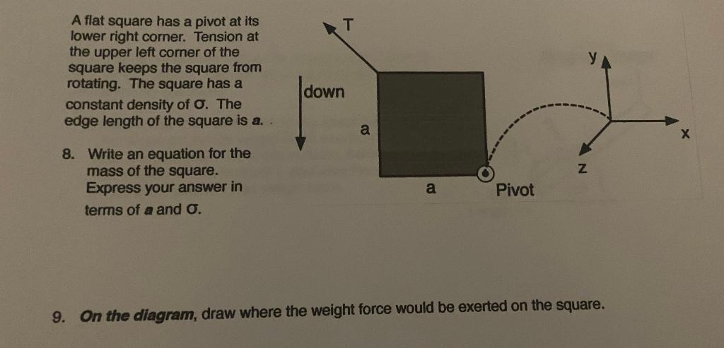 Solved T A flat square has a pivot at its lower right | Chegg.com