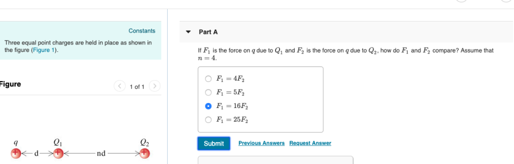 Solved Part A Constants Three equal point charges are held | Chegg.com